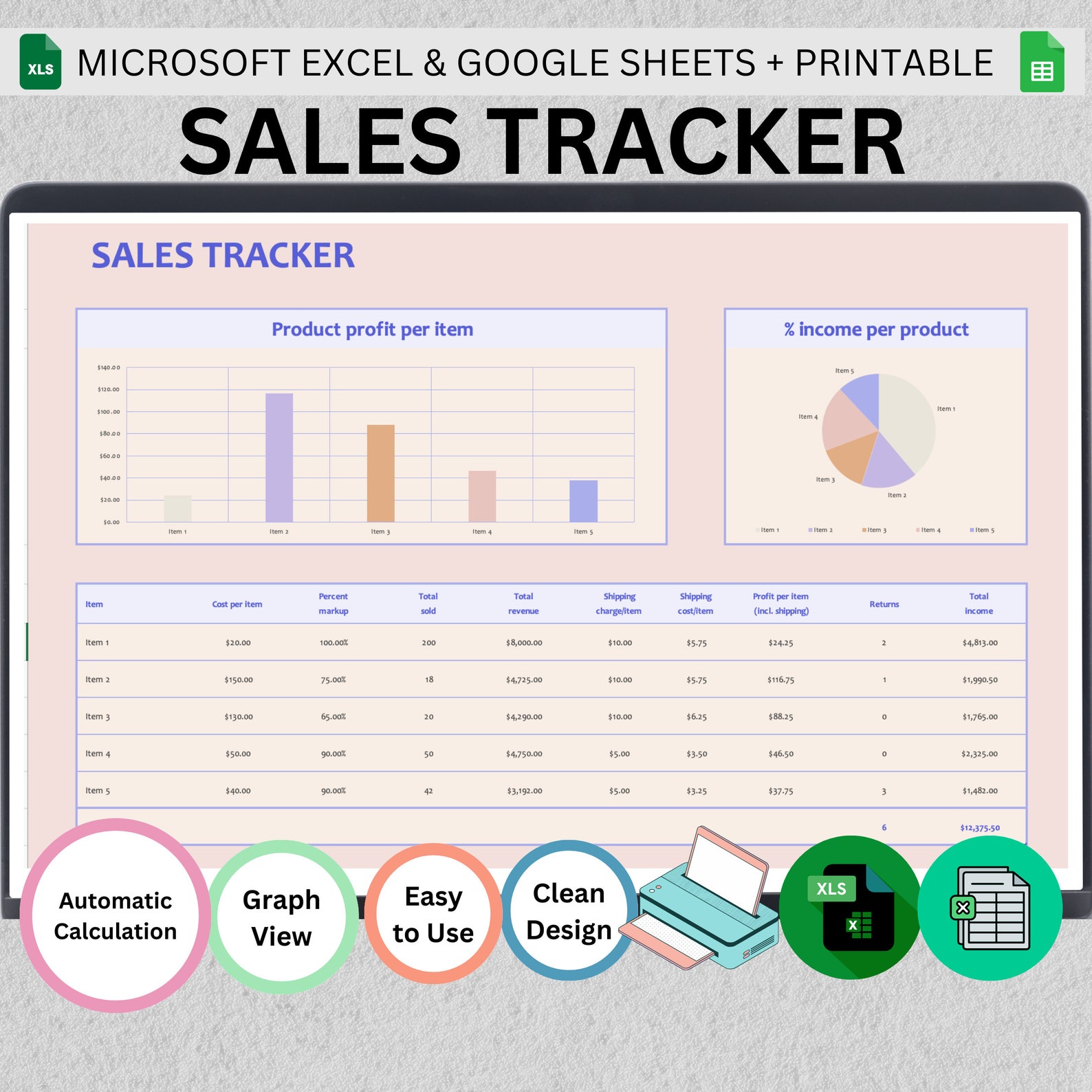 Sales Tracker Digital Sales Tracker Spreadsheet Etsy Sales Tracker Etsy ...