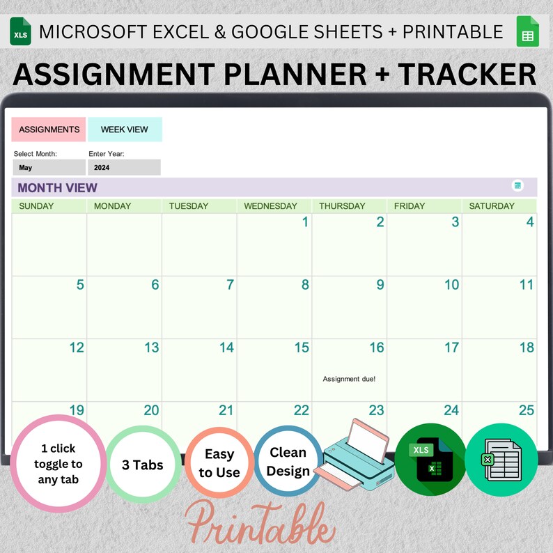 Student Assignment Planner + Assignment Tracker Weekly & Monthly ...