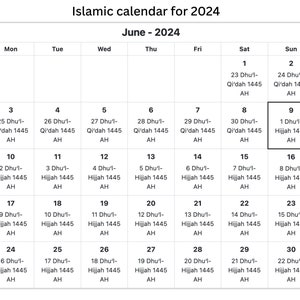 Islamic Calendar 2024 Islamic Hijri Calendar 2024 Islam Calendar 2024 ...