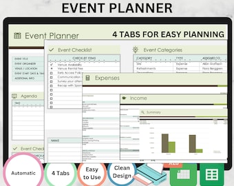 Google Sheets Event Planner Template Digital Event Planner Spreadsheet ...