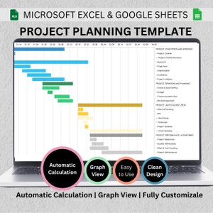 Project Planning Excel Template: Google Sheets Project Tracker (digital ...