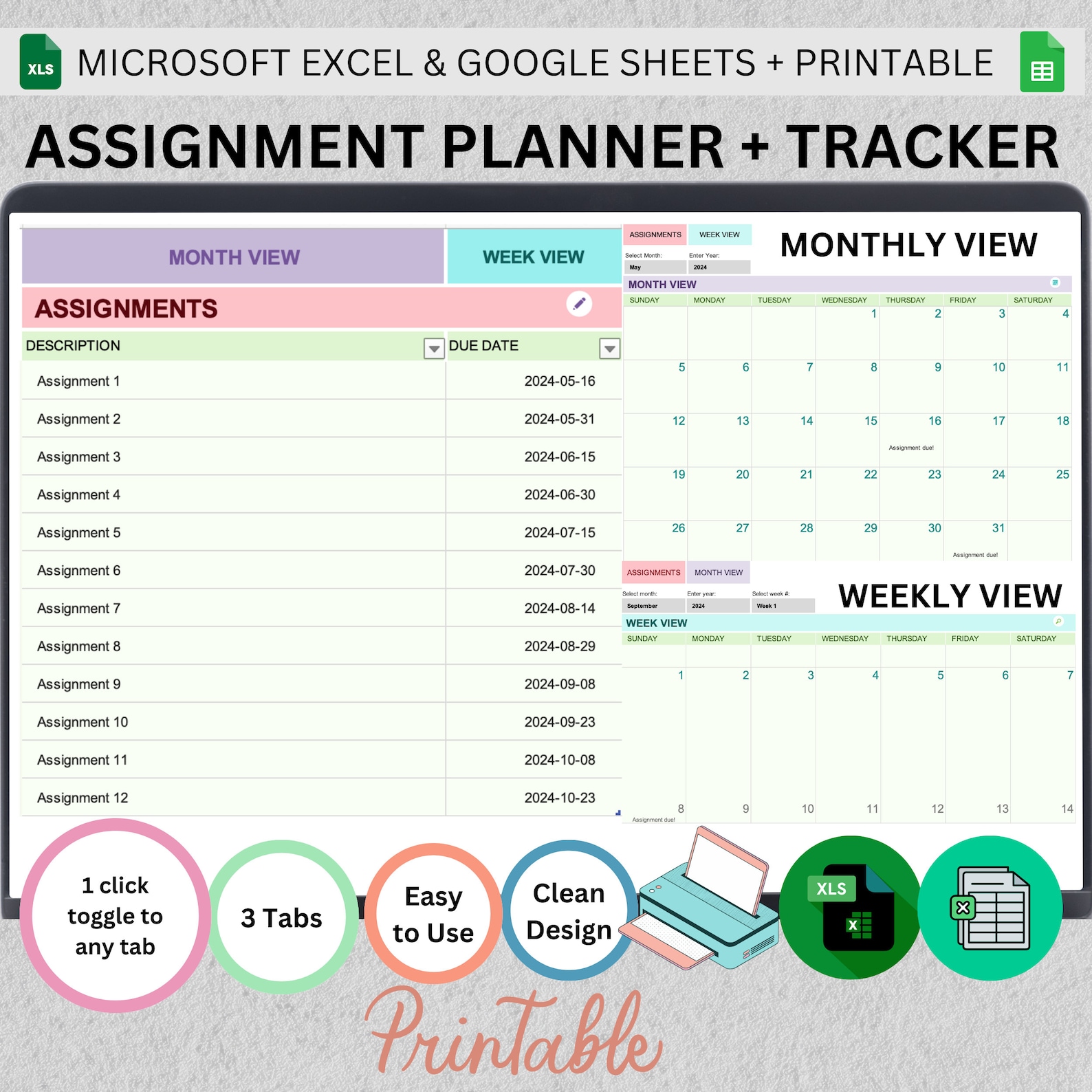 Student Assignment Planner + Assignment Tracker Weekly & Monthly ...