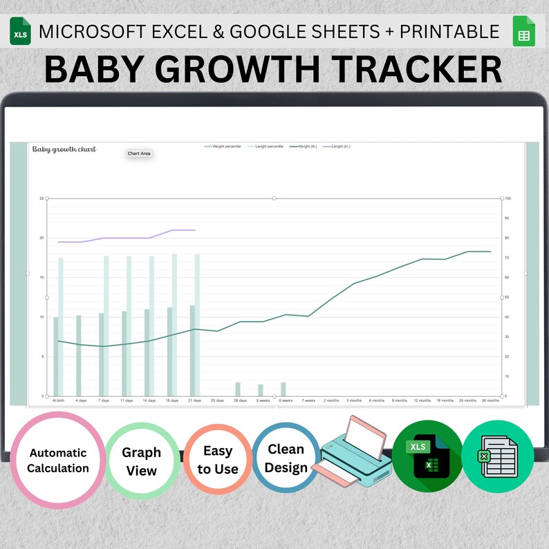 Baby Growth Tracker: Excel & Google Sheets (digital) - Etsy