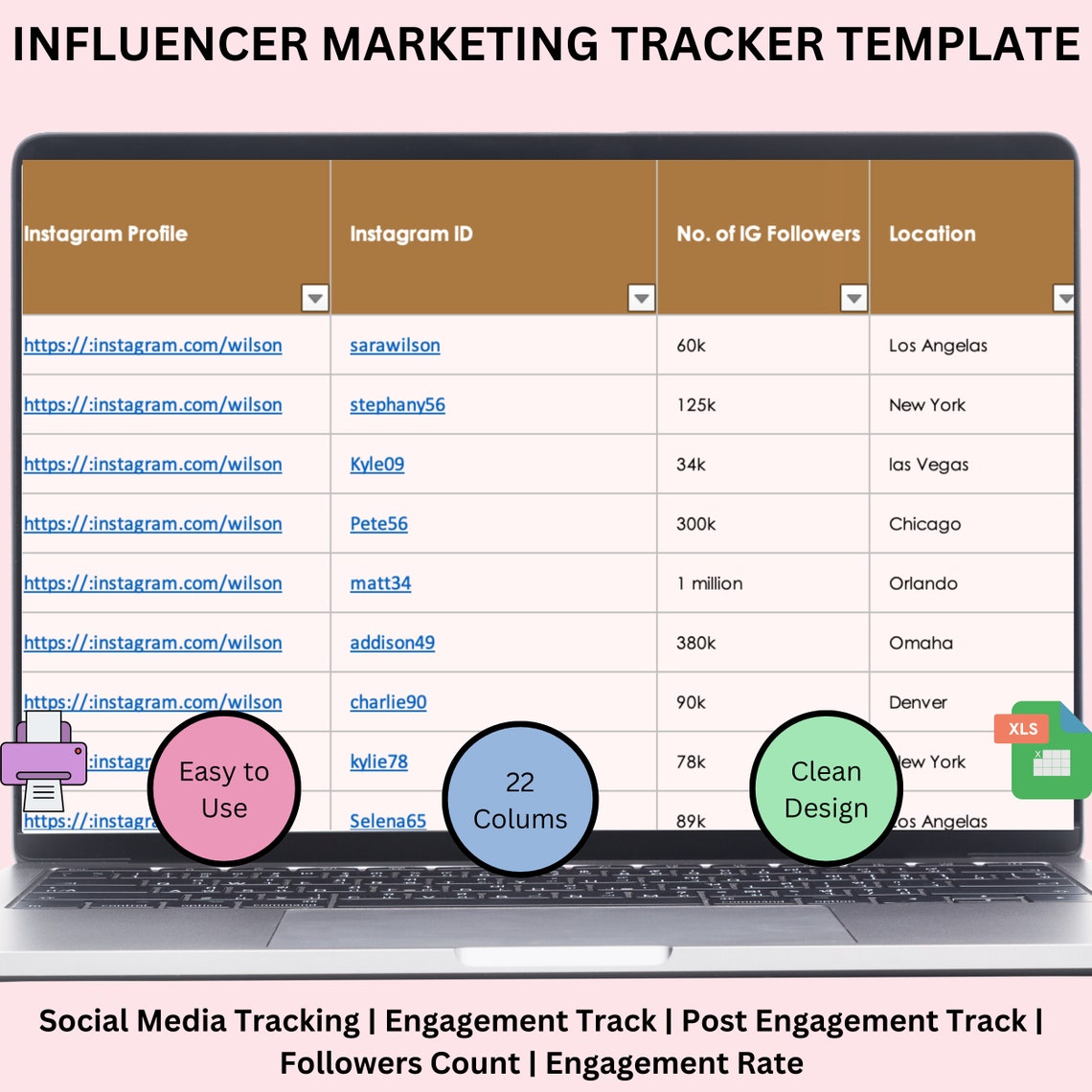 Influence Marketing Tracker Excel Template Influencer Marketing Plan ...