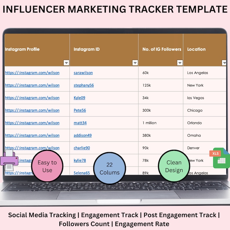 Influence Marketing Tracker Excel Template Influencer Marketing Plan ...