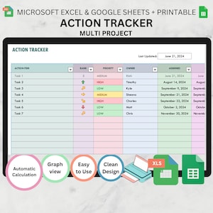 Action Tracker Multi Project Task Tracker Task List Team Planner to Do ...