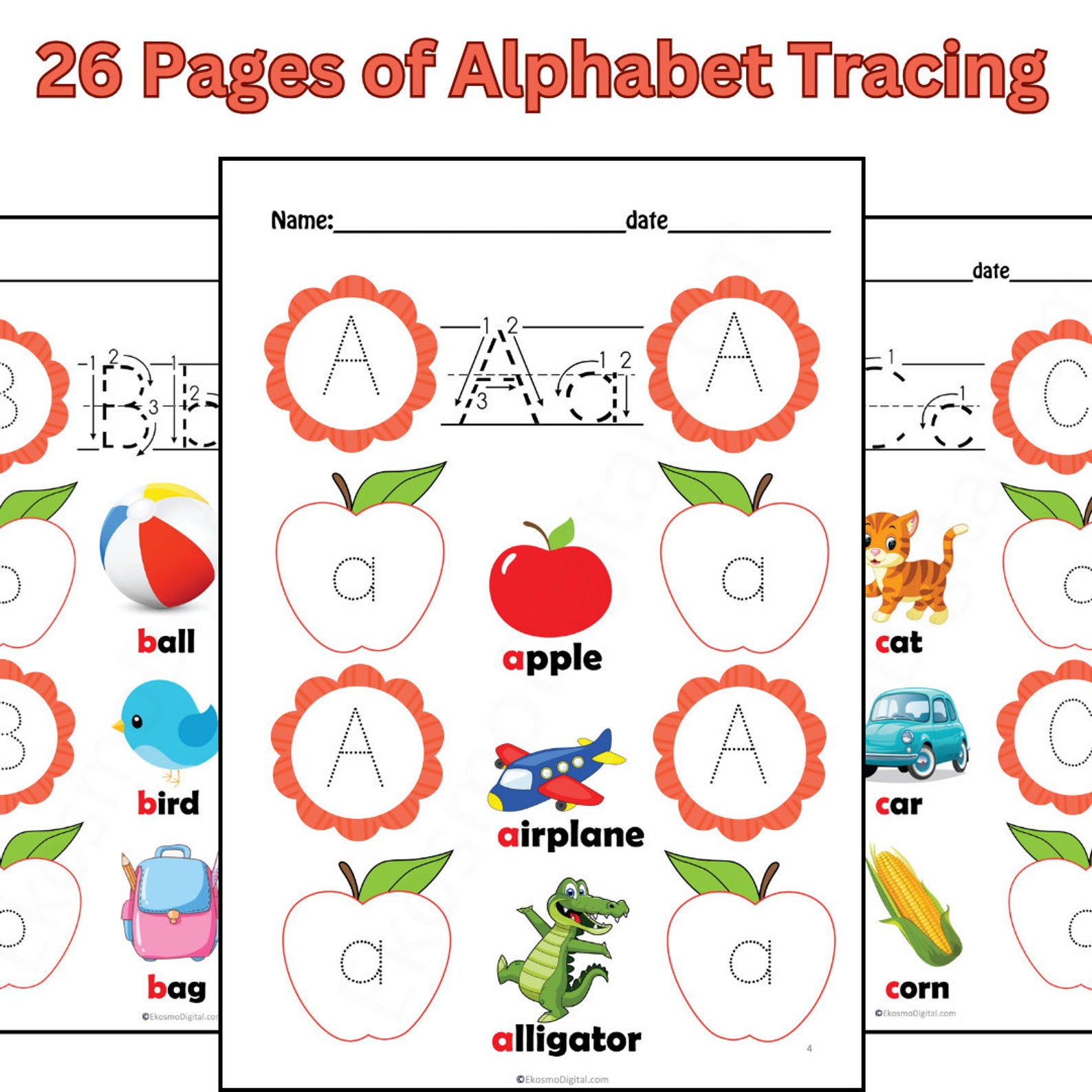 Alphabet Tracing Worksheets Letter Formation Letter Tracing Printable ...