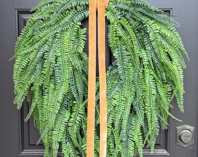 XL Fern Wreath With White Flowers-everyday Cottage Wreath-nature ...