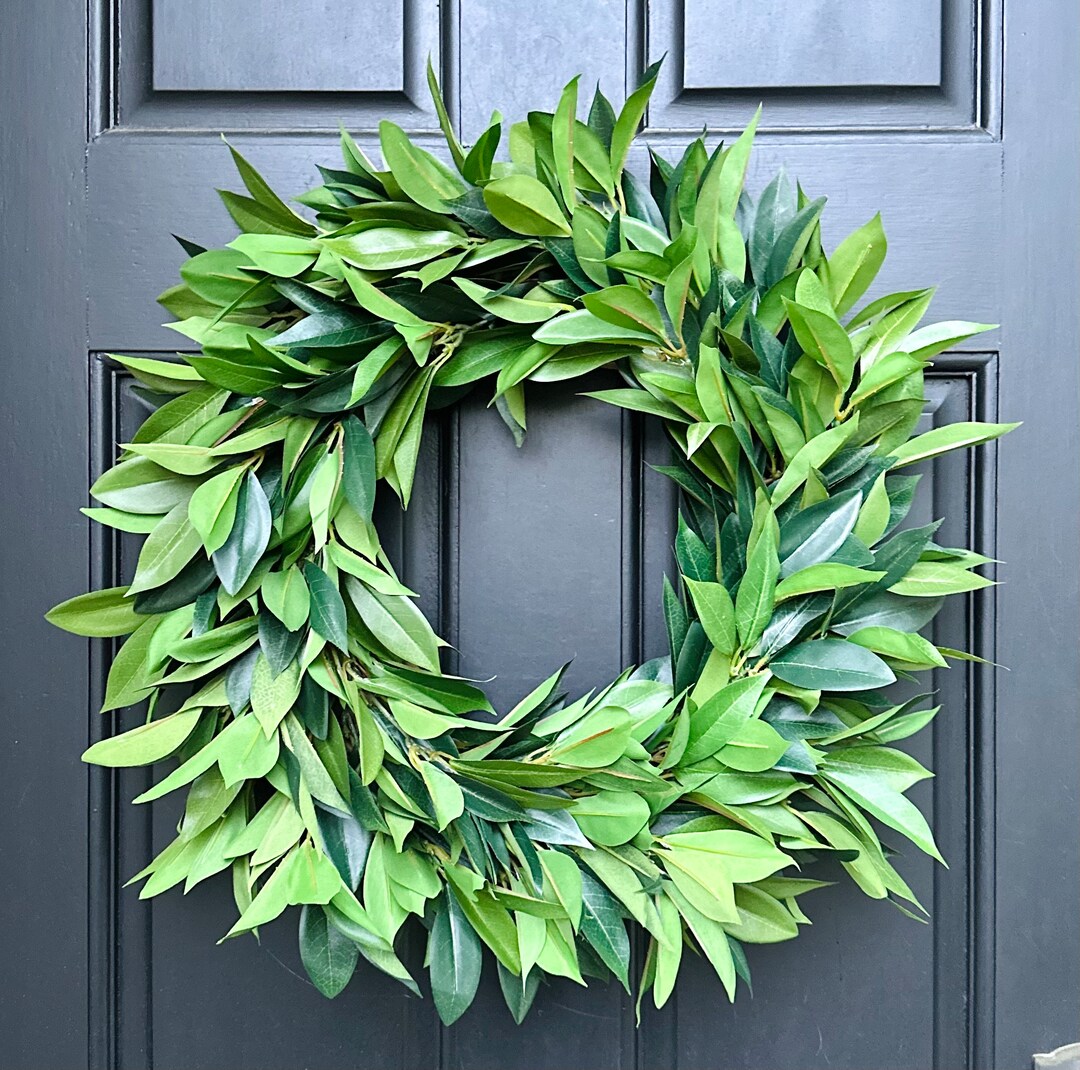 Year Round Greenery Wreath, Classic Laurel Wreath for Front Door ...