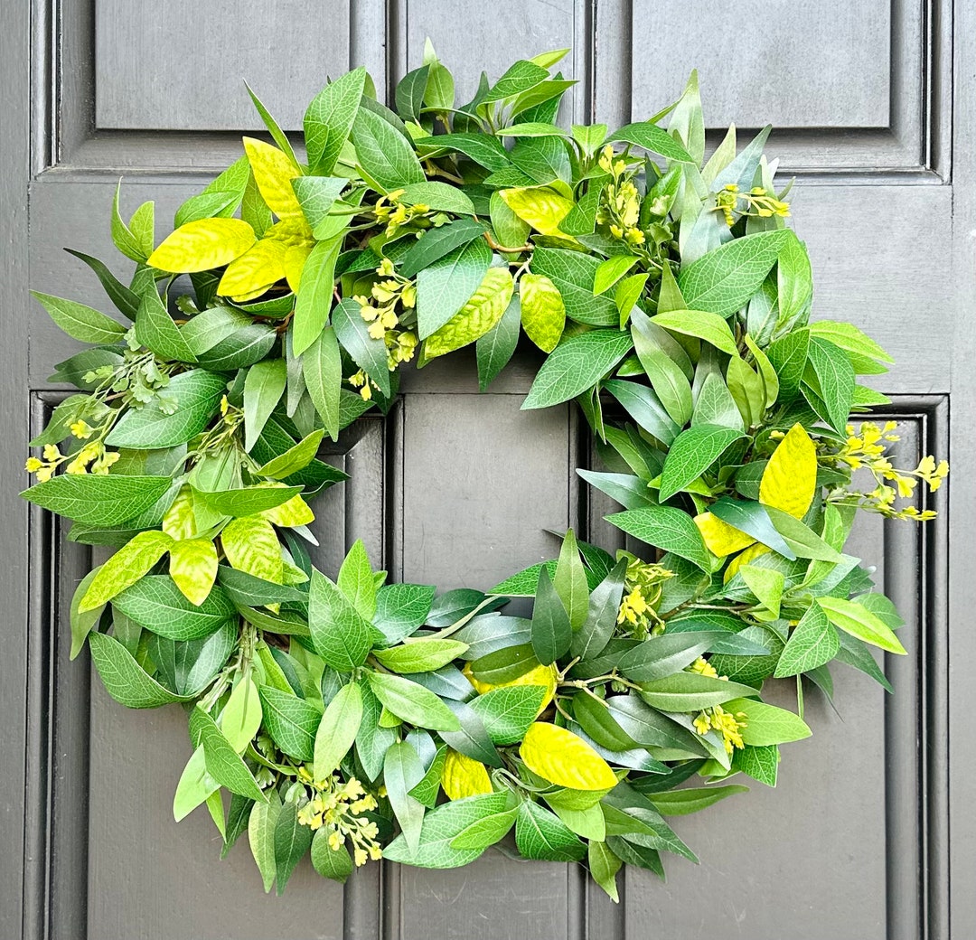 Year Round Greenery Wreath, Every Day Wreath for Front Door, Laurel ...