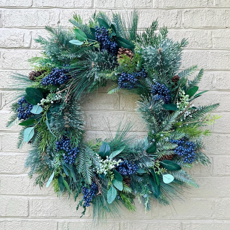 Blue Christmas Wreath - Etsy