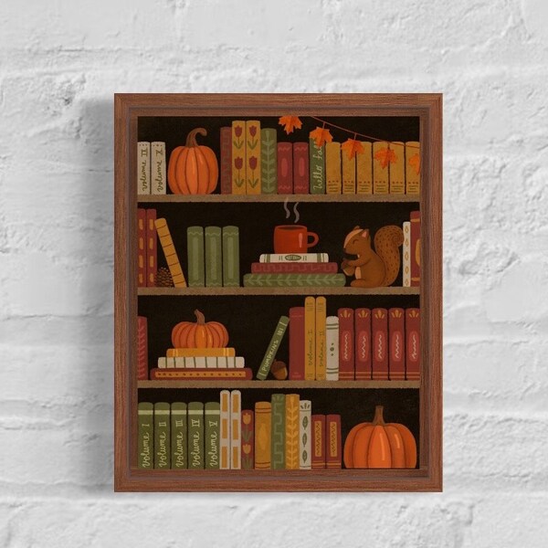 Bookshelf Art - Etsy