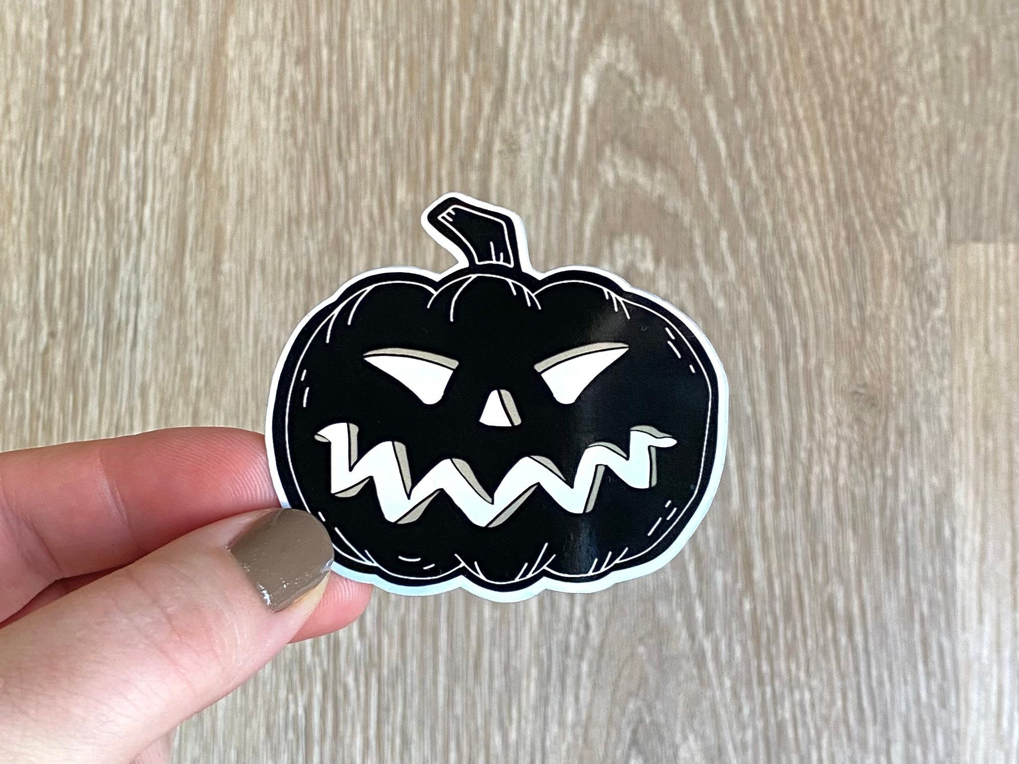 Scary Pumpkin Sticker Holographic Halloween Stickers, Waterproof Vinyl ...