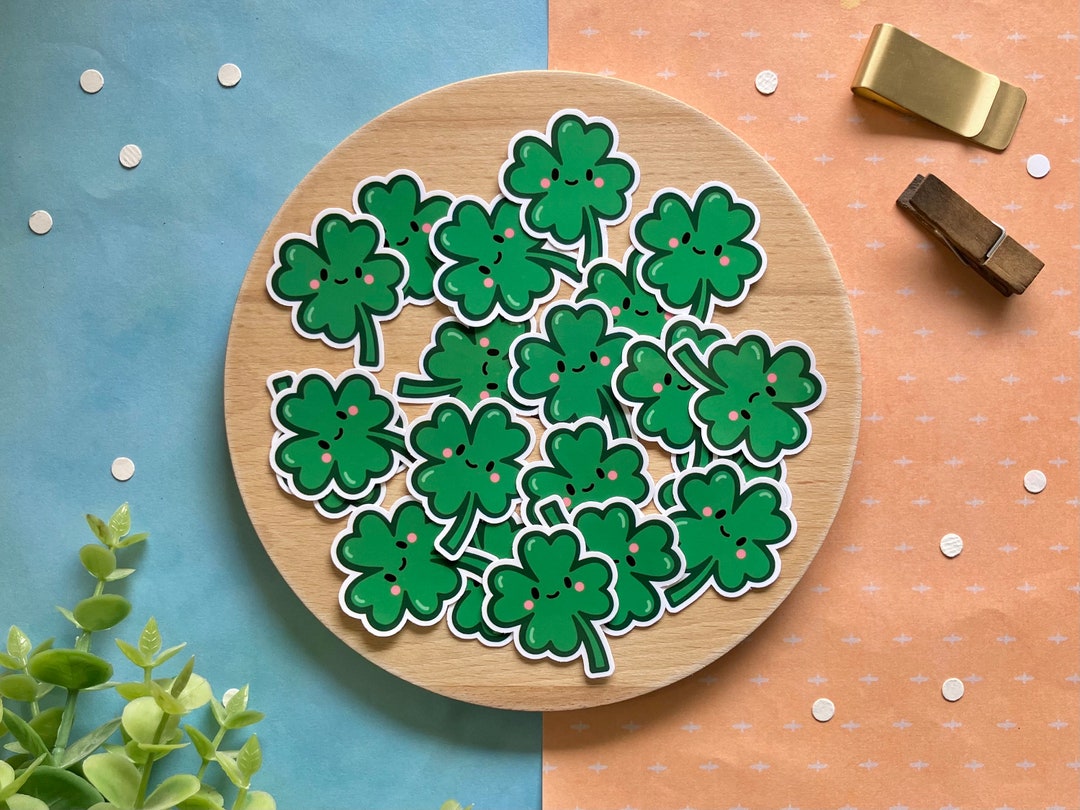 Kawaii Four Leaf Clover Stickers, Pack of 20 St Patricks Day Party ...