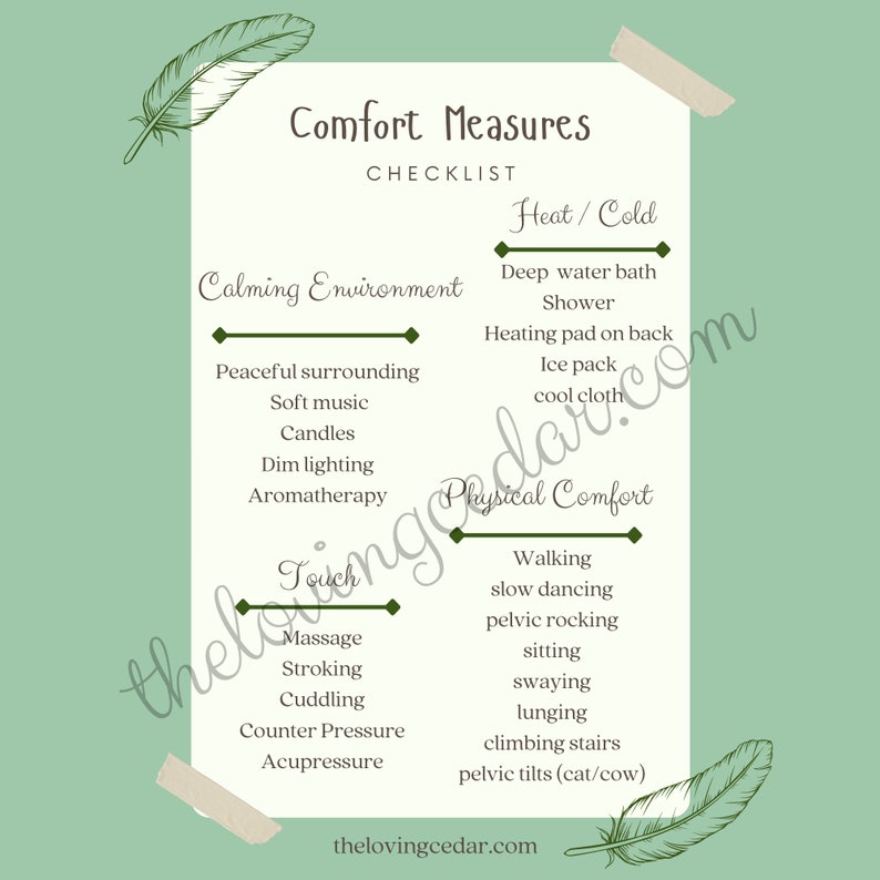 Comfort Measures Bundle Handouts | Birth Education | Midwife | Doula ...