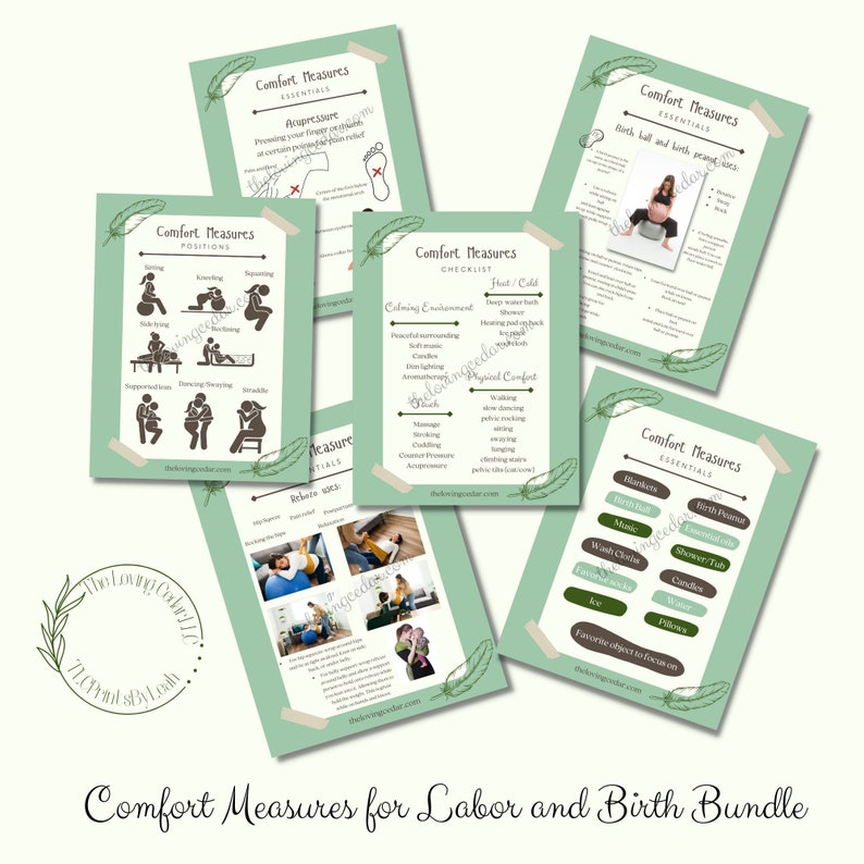 Comfort Measures Bundle Handouts | Birth Education | Midwife | Doula ...