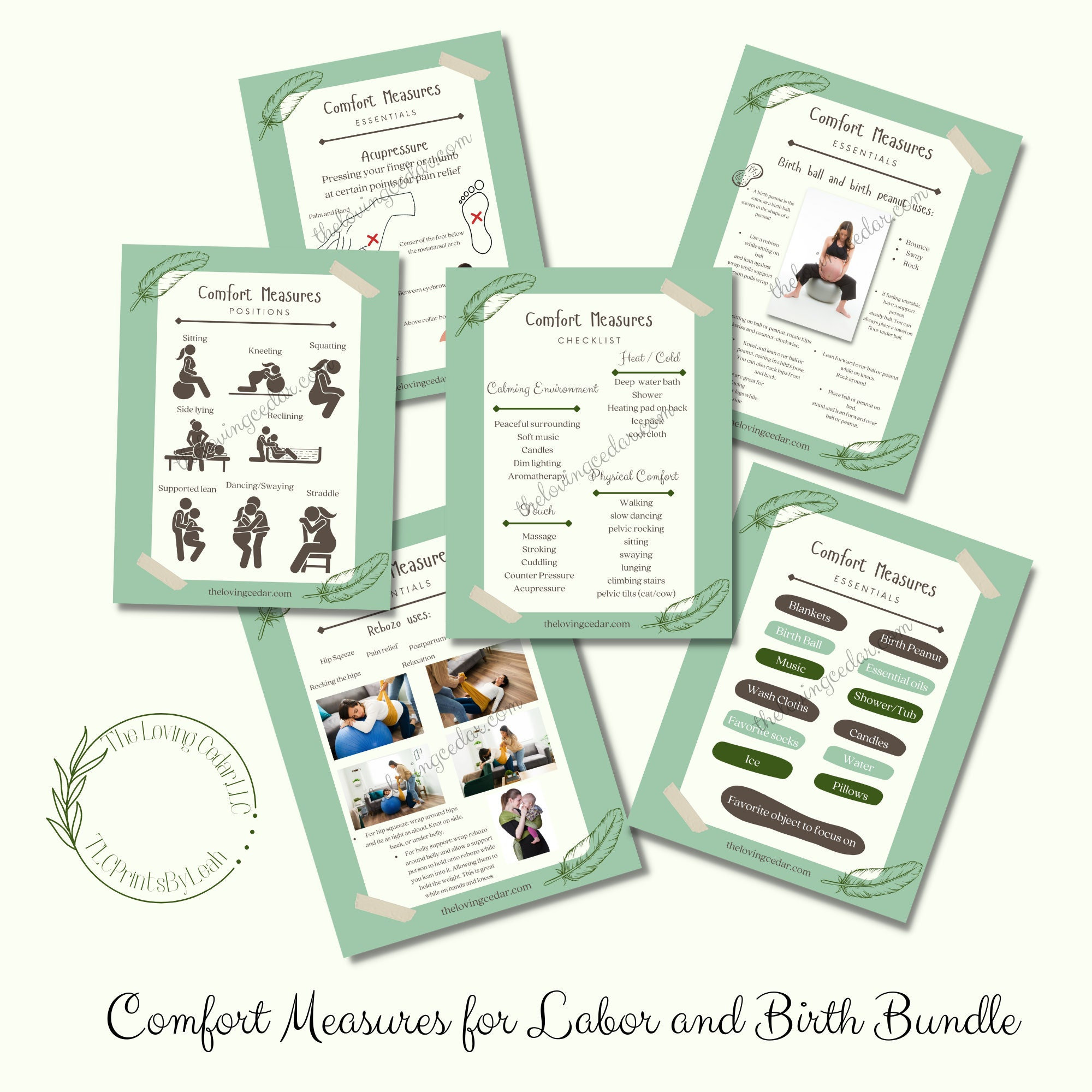 Comfort Measures Bundle Handouts | Birth Education | Midwife | Doula ...
