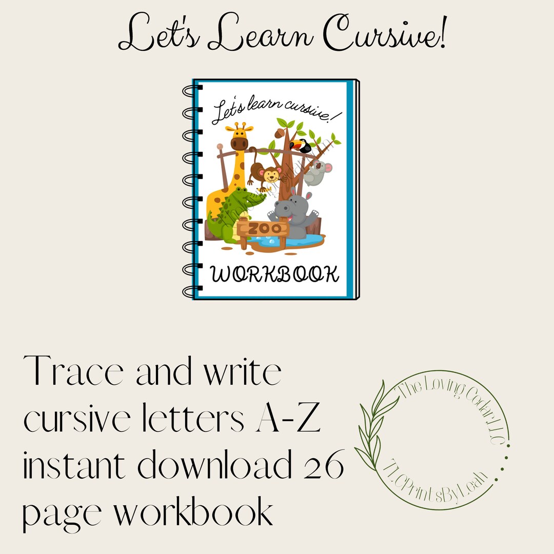 Cursive Practice Worksheet| Alphabet Workbook | Pdf Instant Download ...