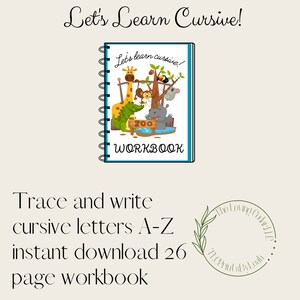 Cursive Workbook | Learn Cursive | Pdf Instant Download | A-Z Practice ...