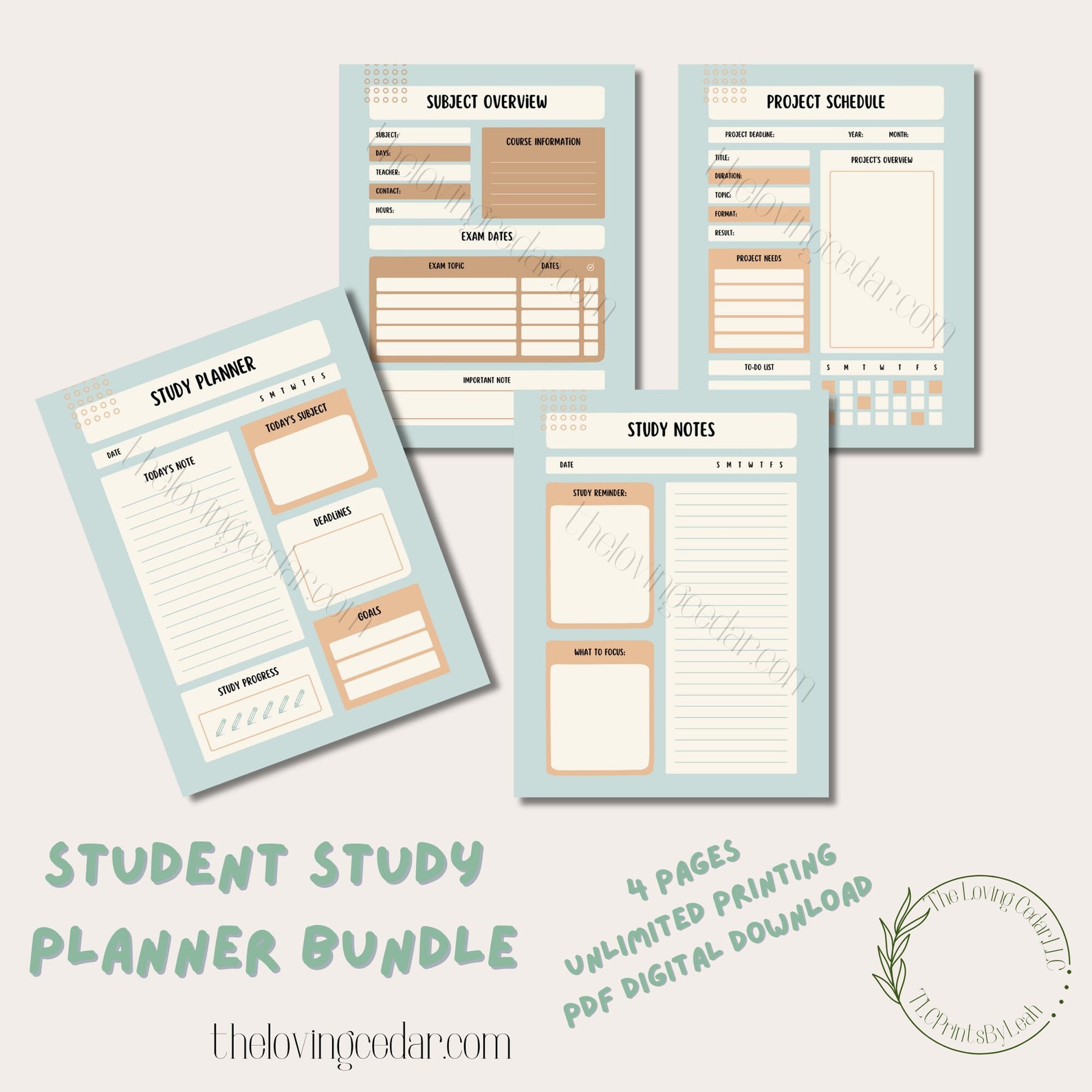 Printable Planner, Student Planner, Study Planner, Academic Planner ...