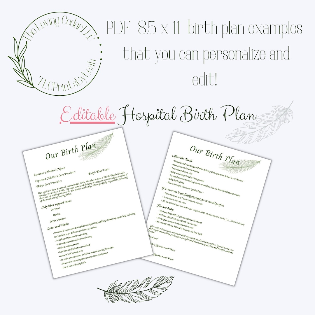 Plan de parto, Preferencias de parto, Plan de parto hospitalario, PDF ...