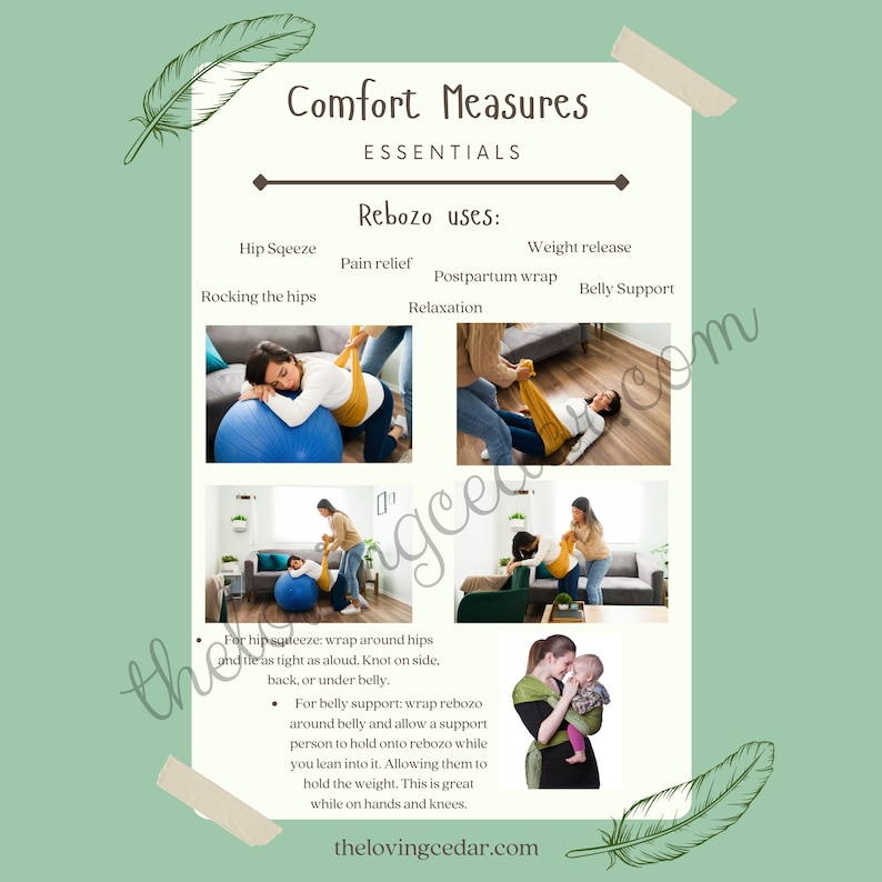 Comfort Measures Bundle Handouts | Birth Education | Midwife | Doula ...