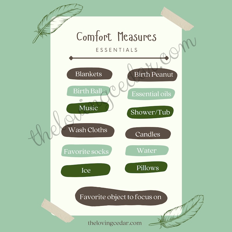 Comfort Measures Bundle Handouts | Birth Education | Midwife | Doula ...