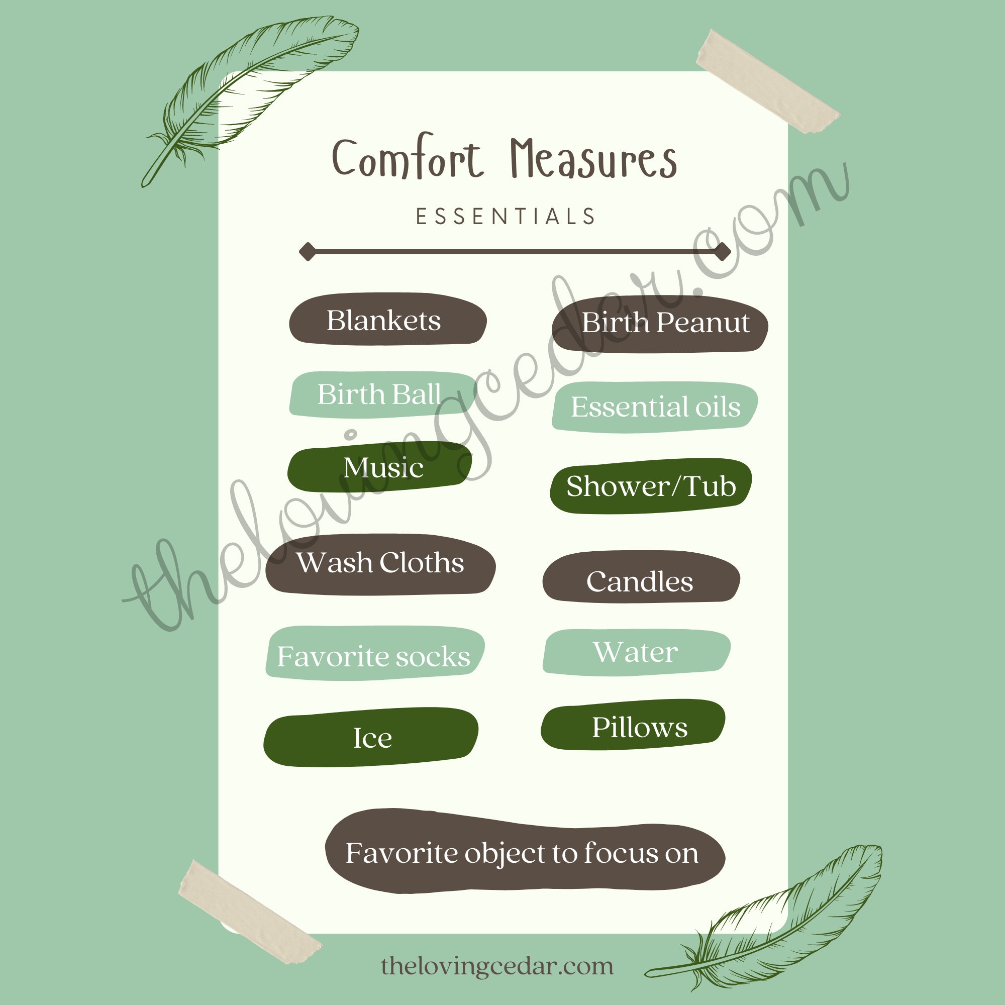 Comfort Measures Bundle Handouts | Birth Education | Midwife | Doula ...