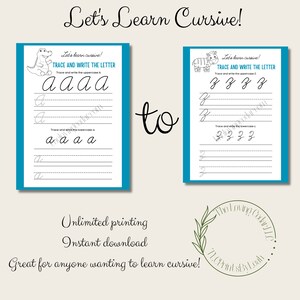 Cursive Practice Worksheet| Alphabet Workbook | Pdf Instant Download ...