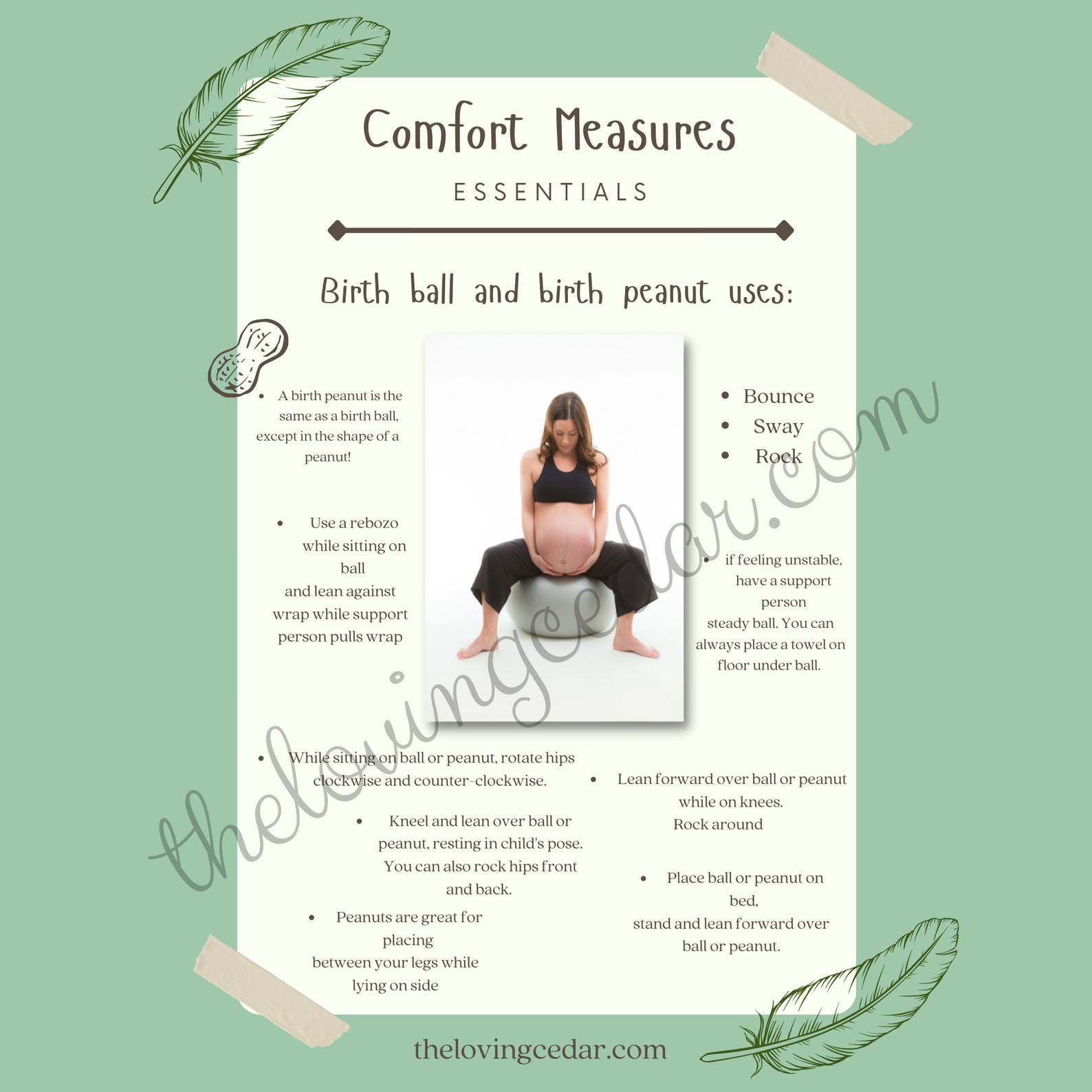 Comfort Measures Bundle Handouts | Birth Education | Midwife | Doula ...