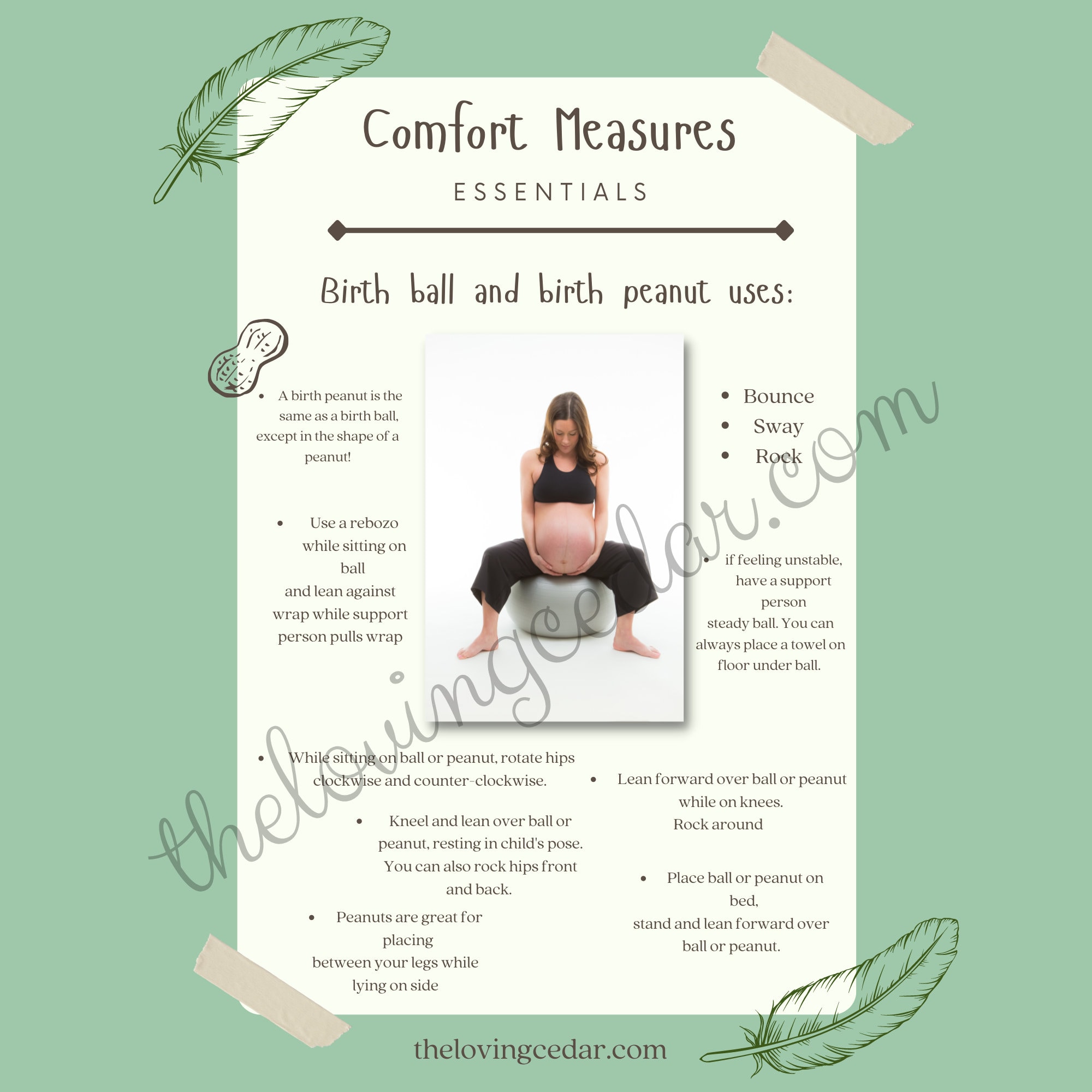 Comfort Measures Bundle Handouts | Birth Education | Midwife | Doula ...