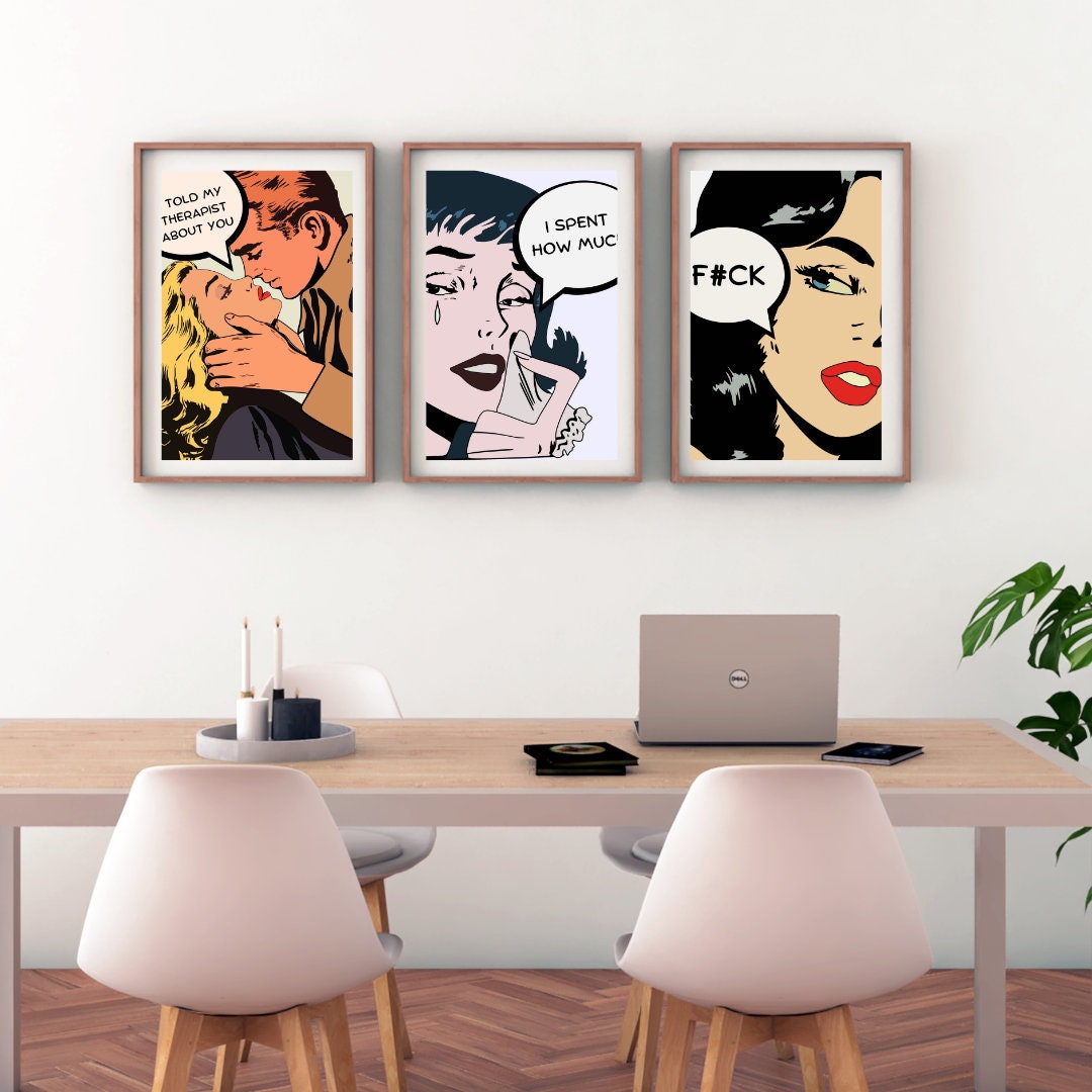 Retro Pop Art Print | Trendy Comic Print | Pop Art Girl | Maximalist ...