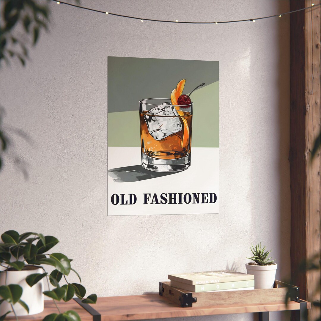 Old Fashioned Cocktail Poster, Vintage Bar Art, Print-printing Poster ...