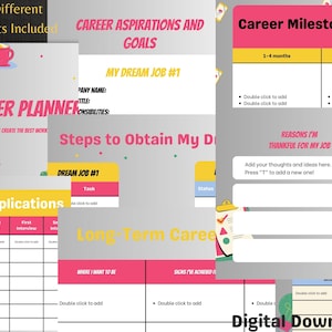 Career Planner- Printable and Digital. Check List for Work, Interview ...