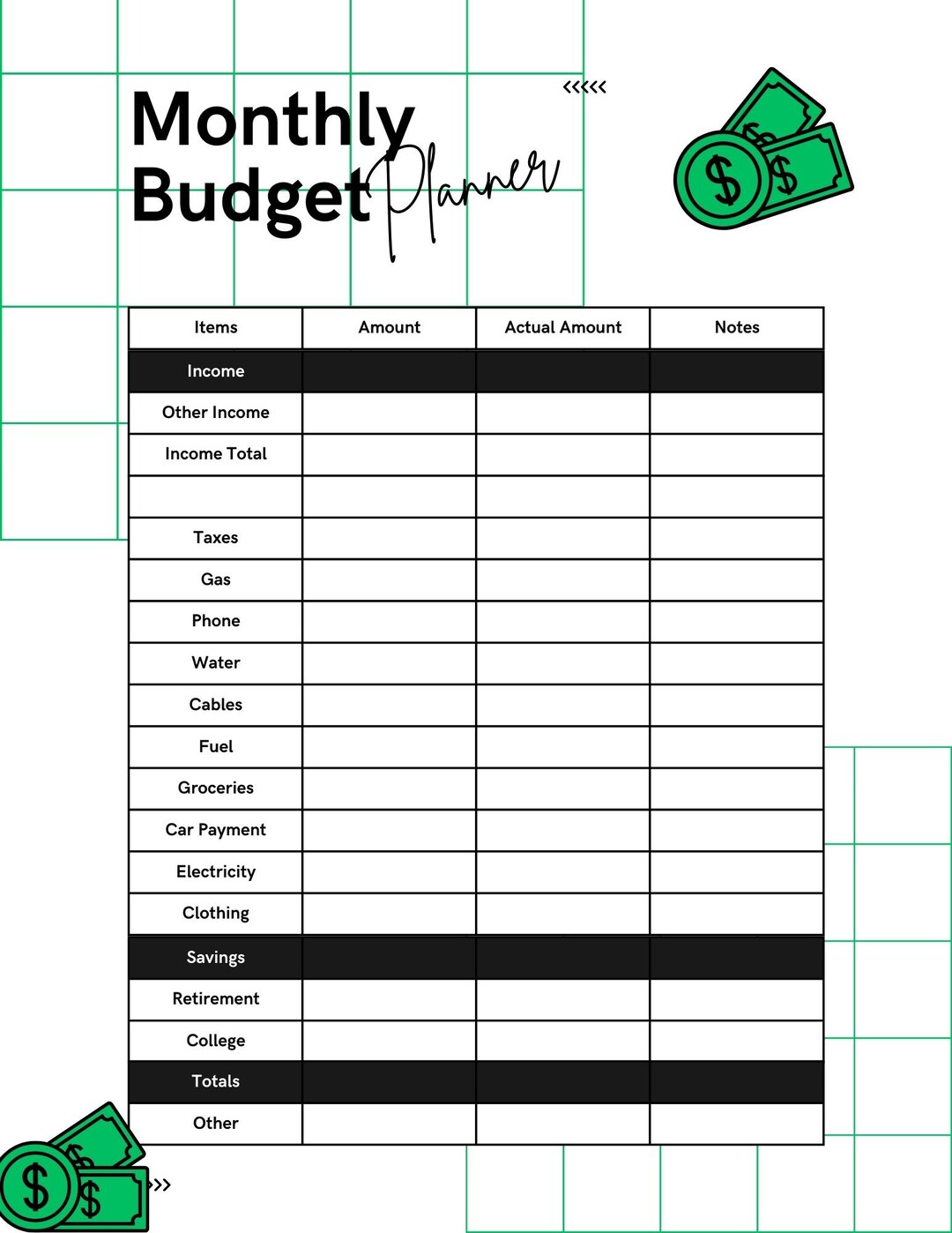 Digital Budget/financial Tracking Sheet - Etsy