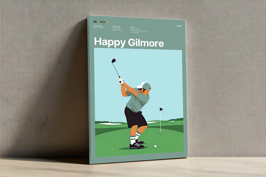 Happy Gilmore Art Print, Classic Comedy Movie Poster, Adam Sandler Wall ...