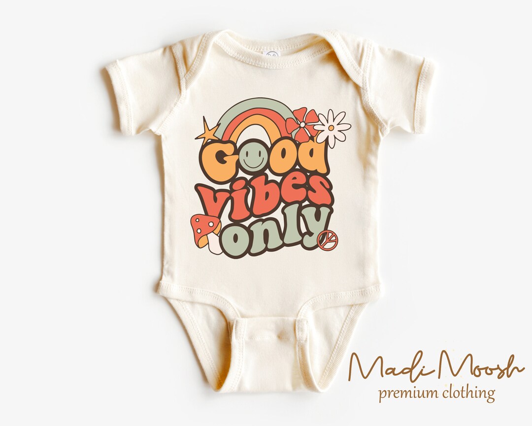 Good Vibes Only Baby Onesie® Boho Hippie Retro Baby Bodysuit Natural ...