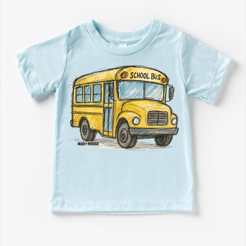 Retro Yellow School Bus Personalized Shirt, Toddler, Kids T-shirt ...