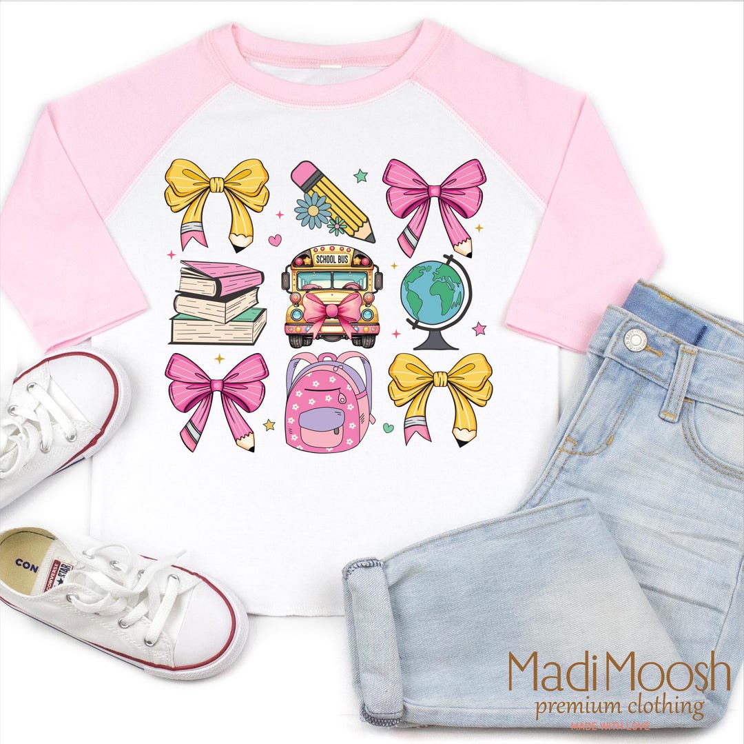 Cute Back to School Girls Shirt | Pencil Bows School Shirt | First Day ...