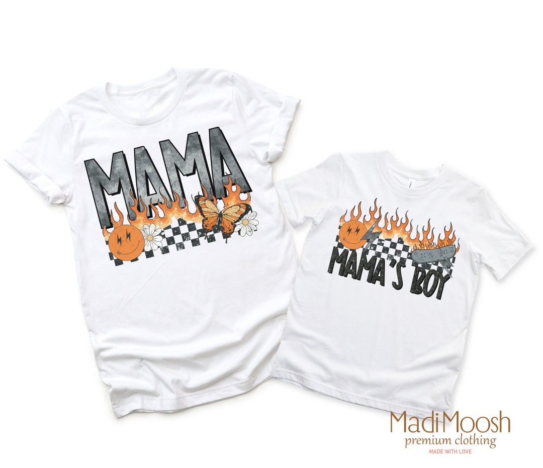 Matching Mama's Boy and Mama Shirts - Cute Mom and Son Shirts - Rocker ...