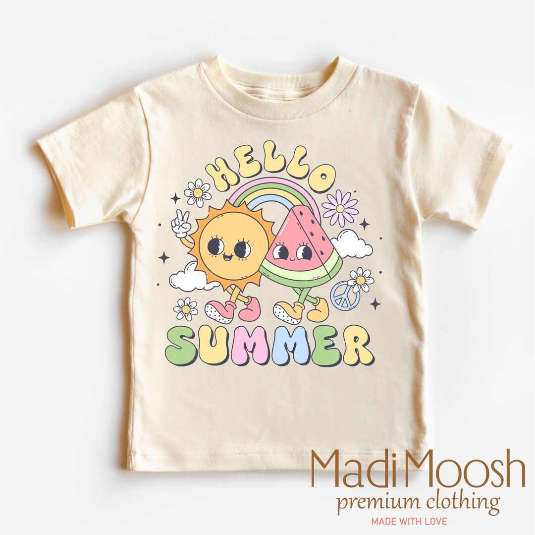 Retro Hello Summer School Out Shirt - Kids Summer Tee - Sunshine and ...