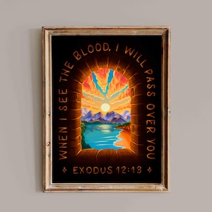 Exodus 12:13 Bible Verse Calligraphy Lettering Art Poster (printed ...