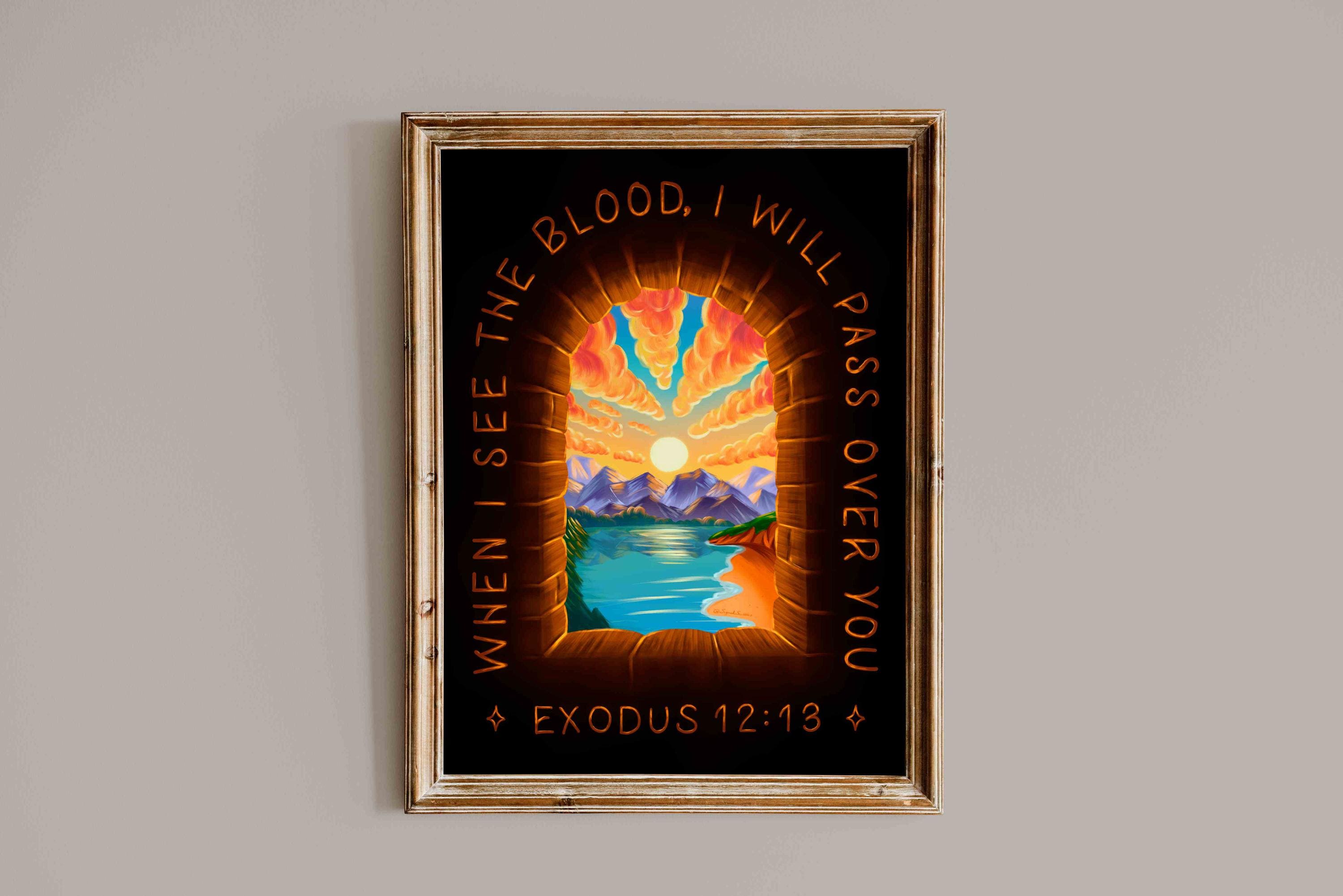 Exodus 12:13 Bible Verse Calligraphy Lettering Art Poster (printed ...