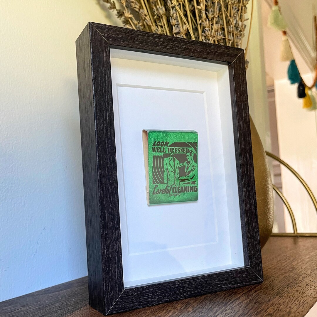 Mid-century Retro Green Metallic Matchbook Shadowbox Decor "well ...