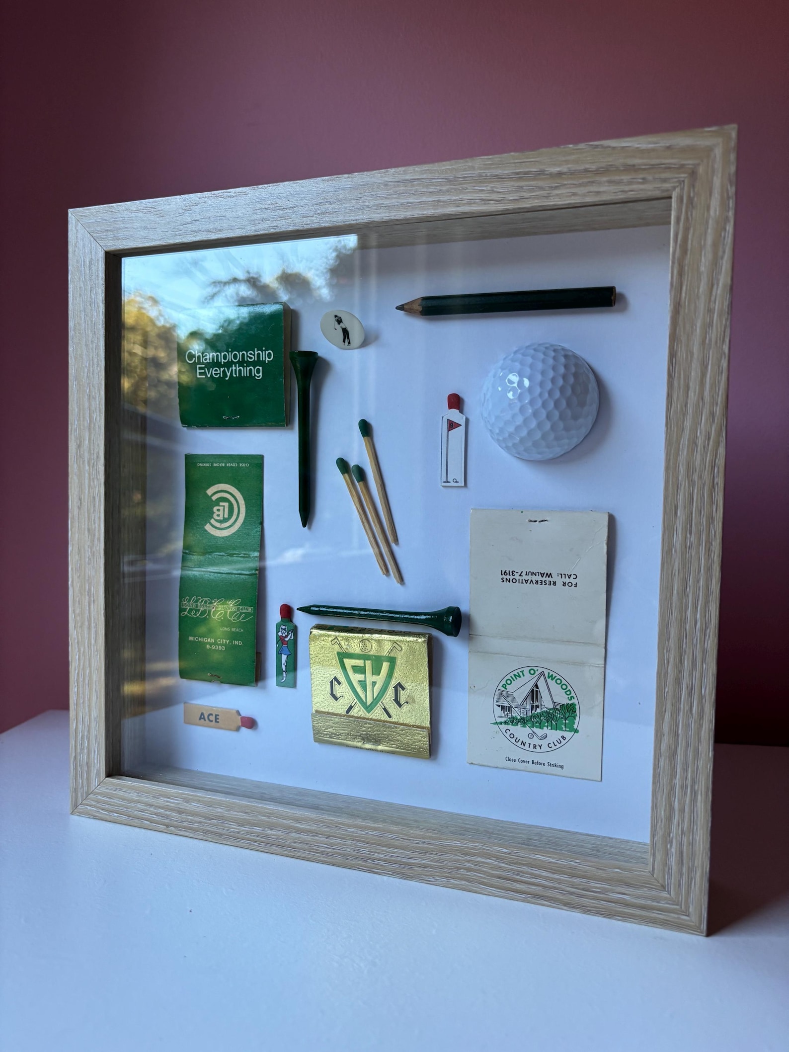 Vintage Golf Shadowbox Art, 3D Golf Ball & Matchbooks Decor - Etsy
