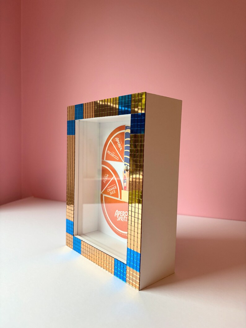 Mini Aperol Spritz Matchbook X Disco Tile Art Shadow Box Bar Cart Decor ...