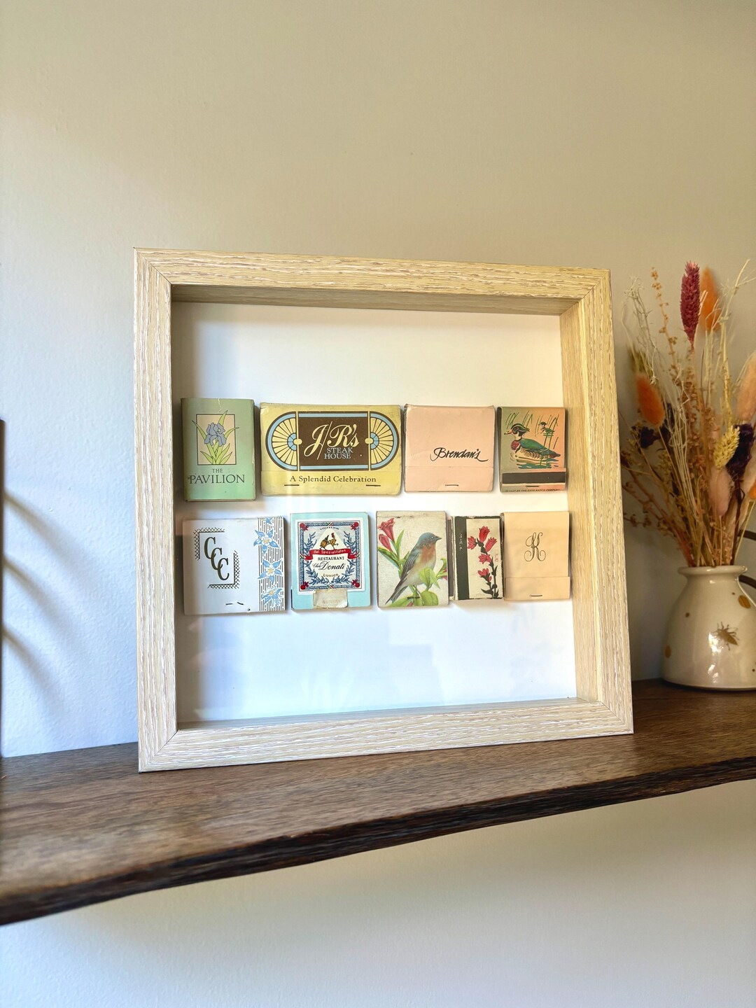 Delicate and Dreamy Cottagecore Matchbook Shadowbox Frame Muted Colors ...