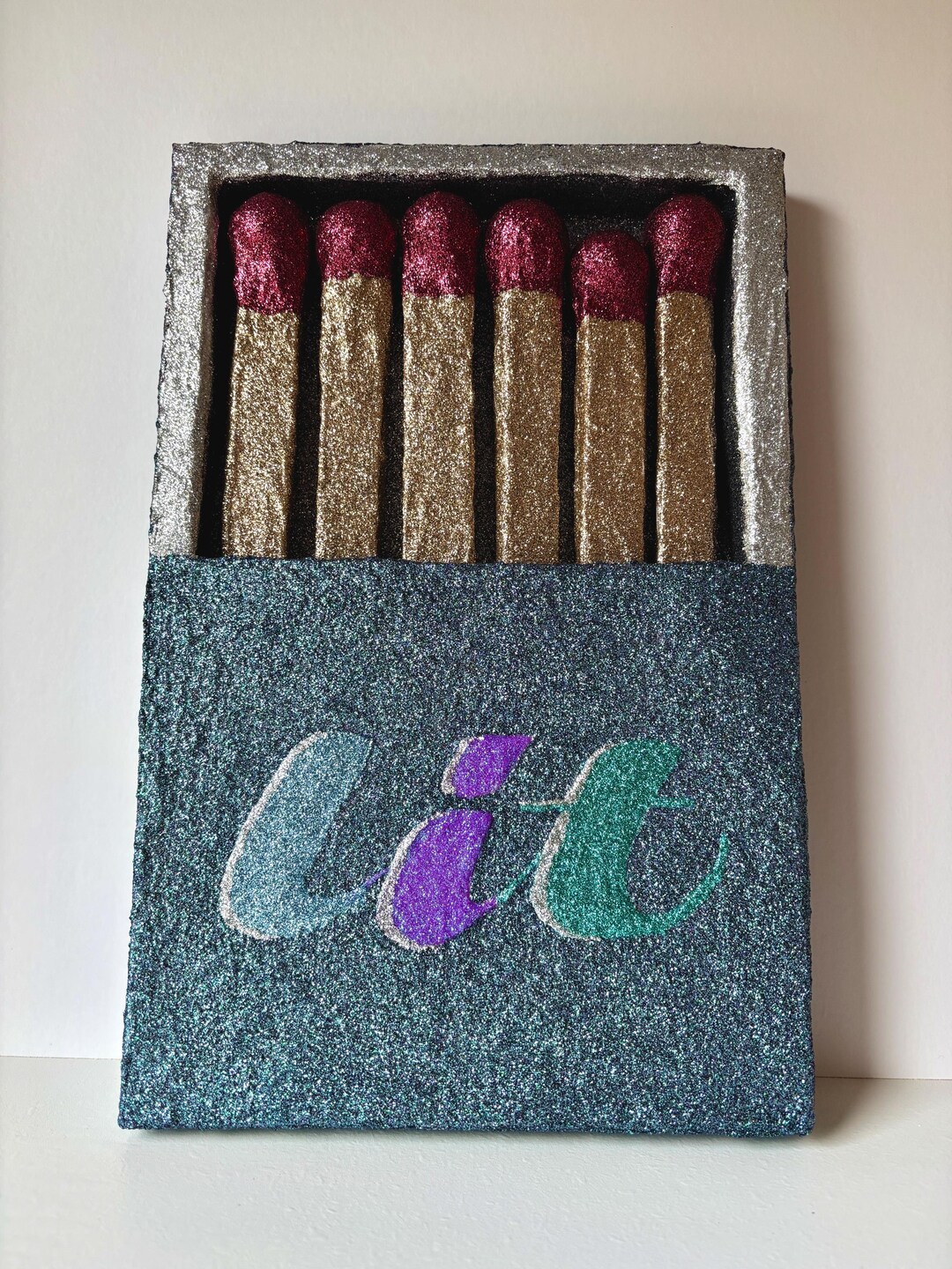 Giant Glitter Matchbox Art | “lit” Matchstick Sculpture | Handmade Pop ...