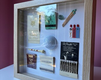 Handcrafted Golf Matchbook Shadowbox Art With Real Golf Ball & Tees ...