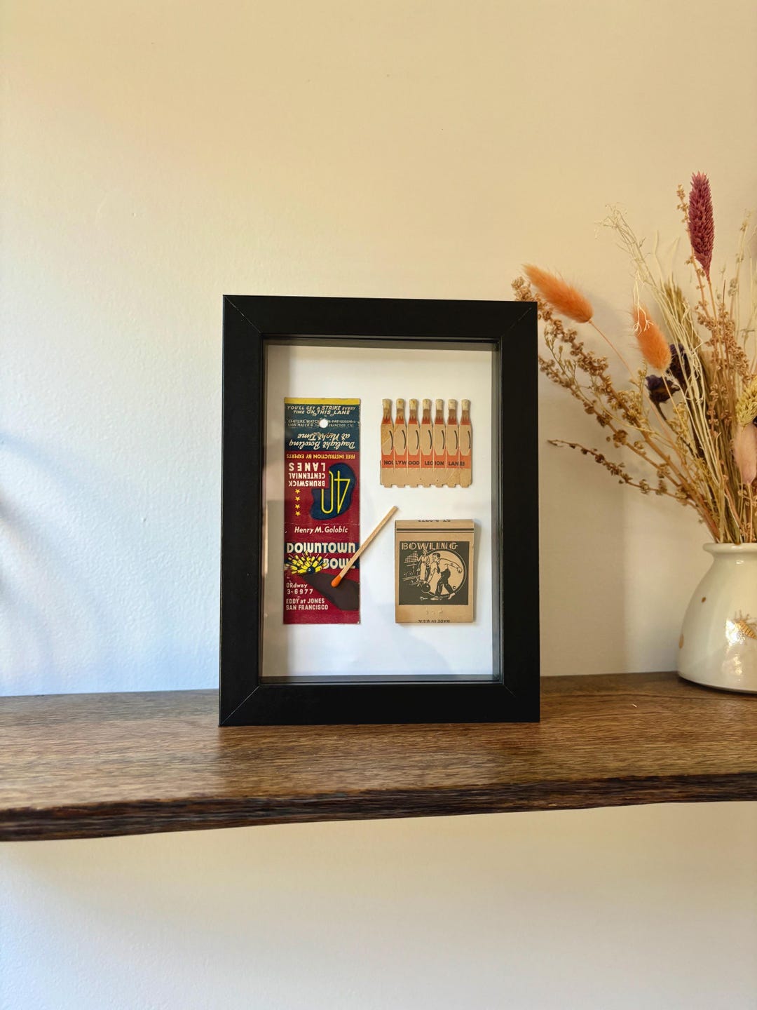Mini Bowling-themed Shadowbox Art Vintage Matchbooks With Bowling Pin ...